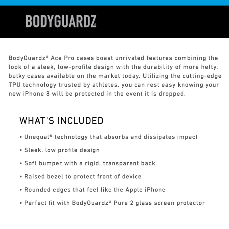 BodyGuardz Ace Pro Case for Apple iPhone 8 Plus / 7 Plus (Clear)