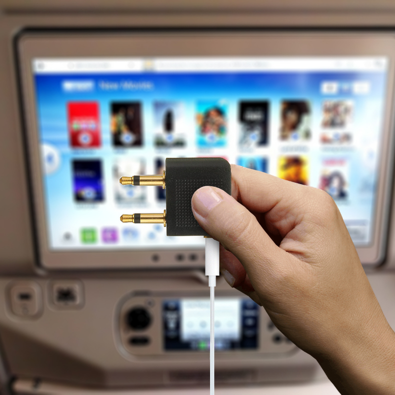 Airplane Dual 3.5mm Auxiliary Jack to Headphone Audio Adapter