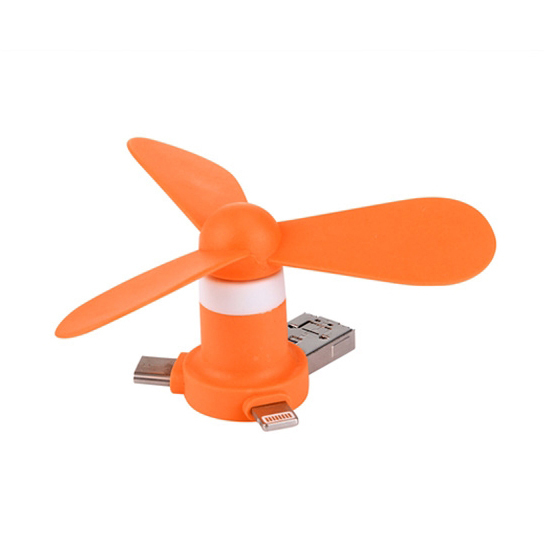 4-in-1 Portable USB Mini Fan Attachment for Phones (Orange)