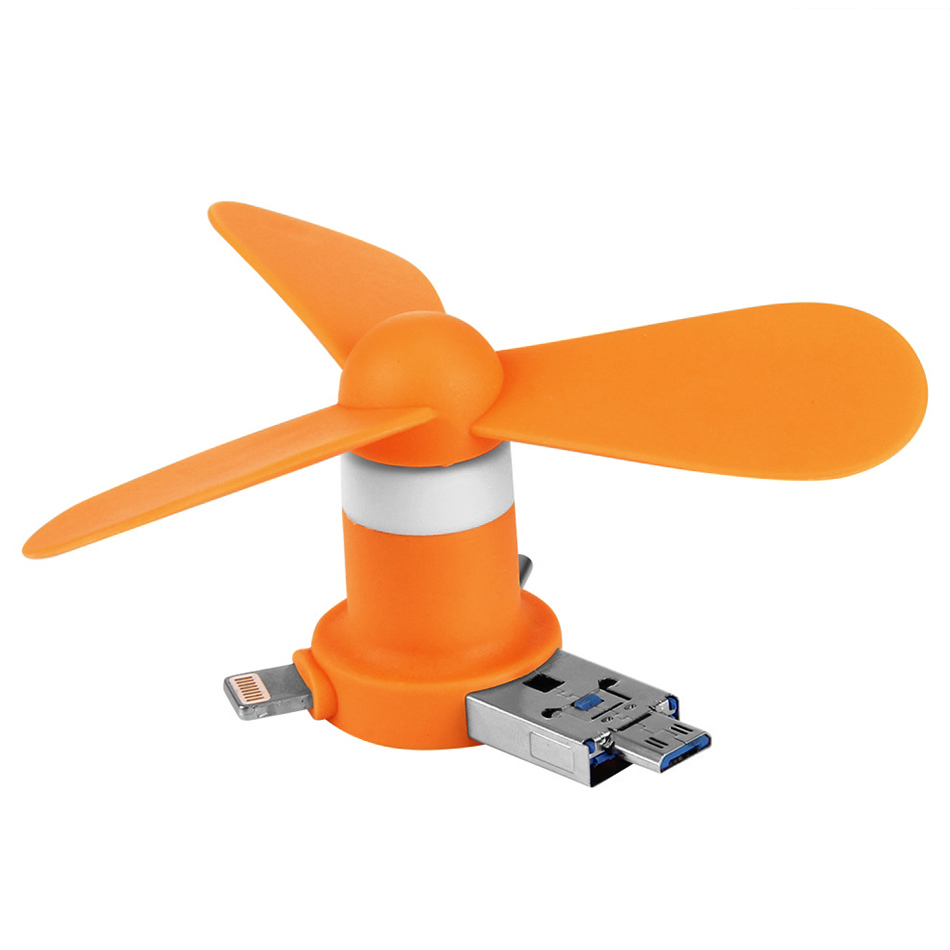 4-in-1 Portable USB Mini Fan Attachment for Phones (Orange)
