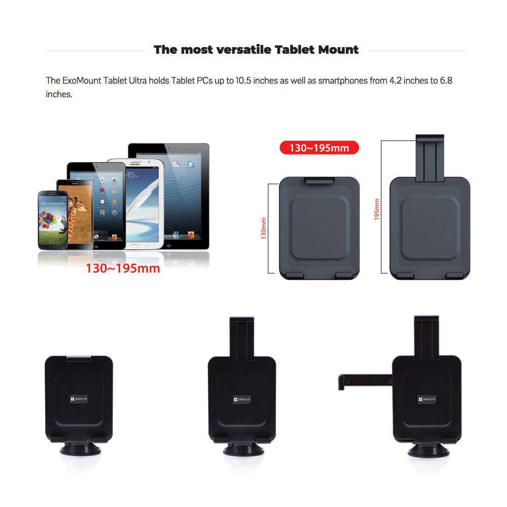 ExoGear ExoMount Tablet Ultra Long Arm Suction Car Holder