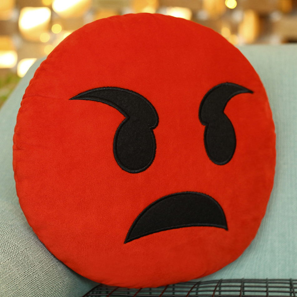 Emoji Throw Pillow with Angry Pouting Face