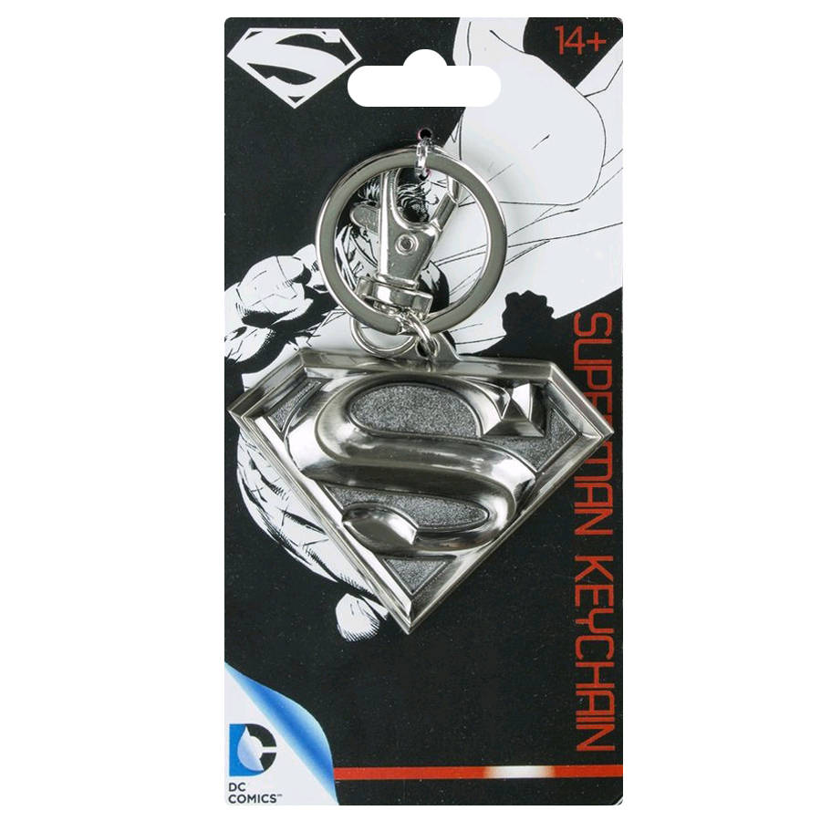 Superman Logo 3D Pewter Keychain Ring
