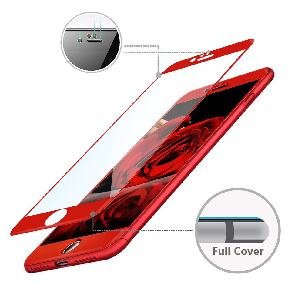 Full Tempered Glass Screen Protector iPhone 8 / SE 2nd Gen Red