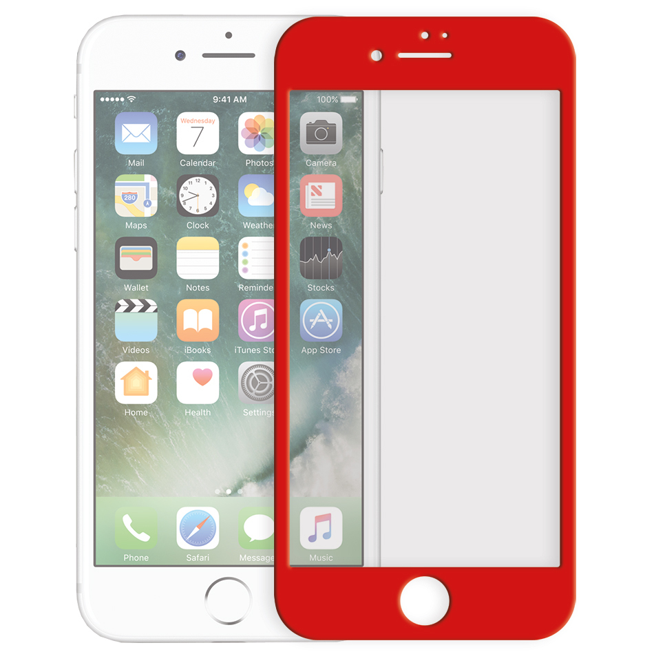 Full Tempered Glass Screen Protector for iPhone 7 Plus (Red)
