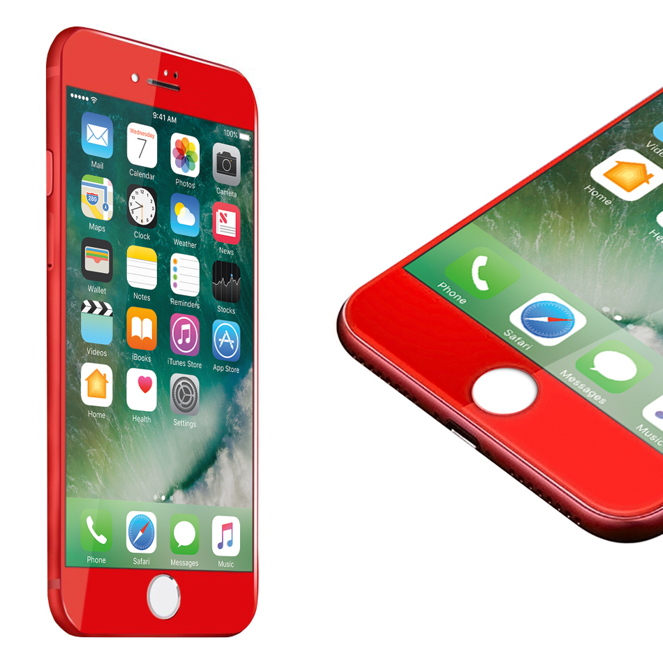 Full Tempered Glass Screen Protector for iPhone 7 Plus (Red)