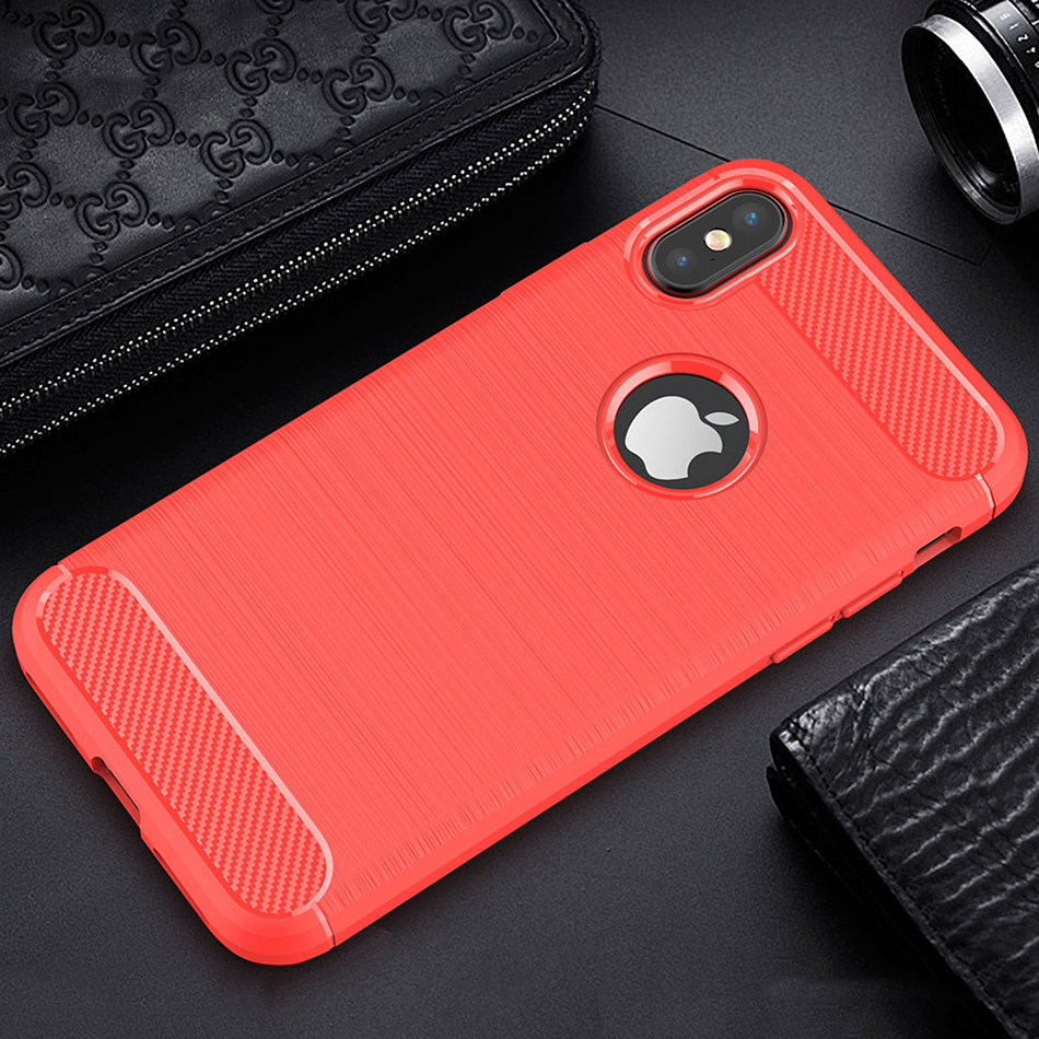 Flexi Slim Carbon Fibre Case for Apple iPhone Xs (Red)