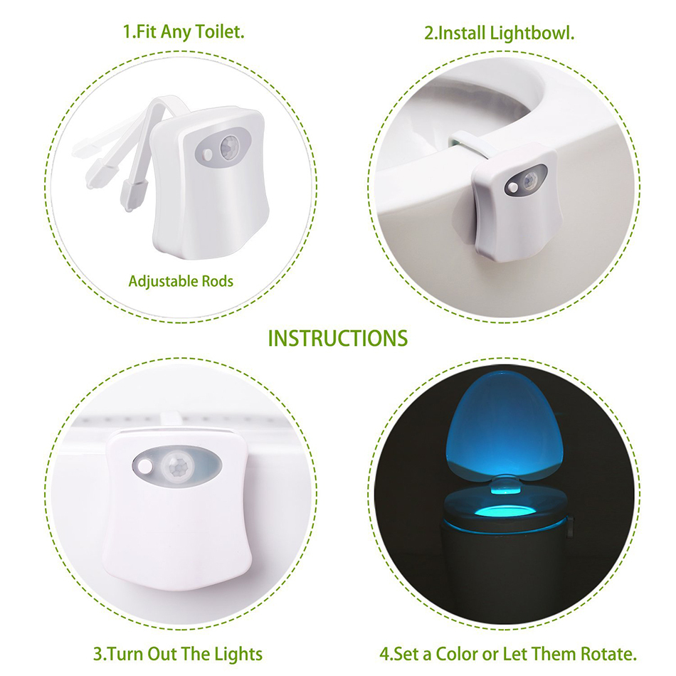 Toilet Bowl Night Light / Colour LED / Motion Sensor Activated