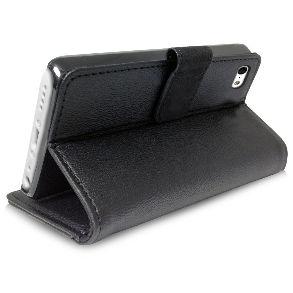 Leather Wallet Case for Apple iPhone SE / 5s (Black)