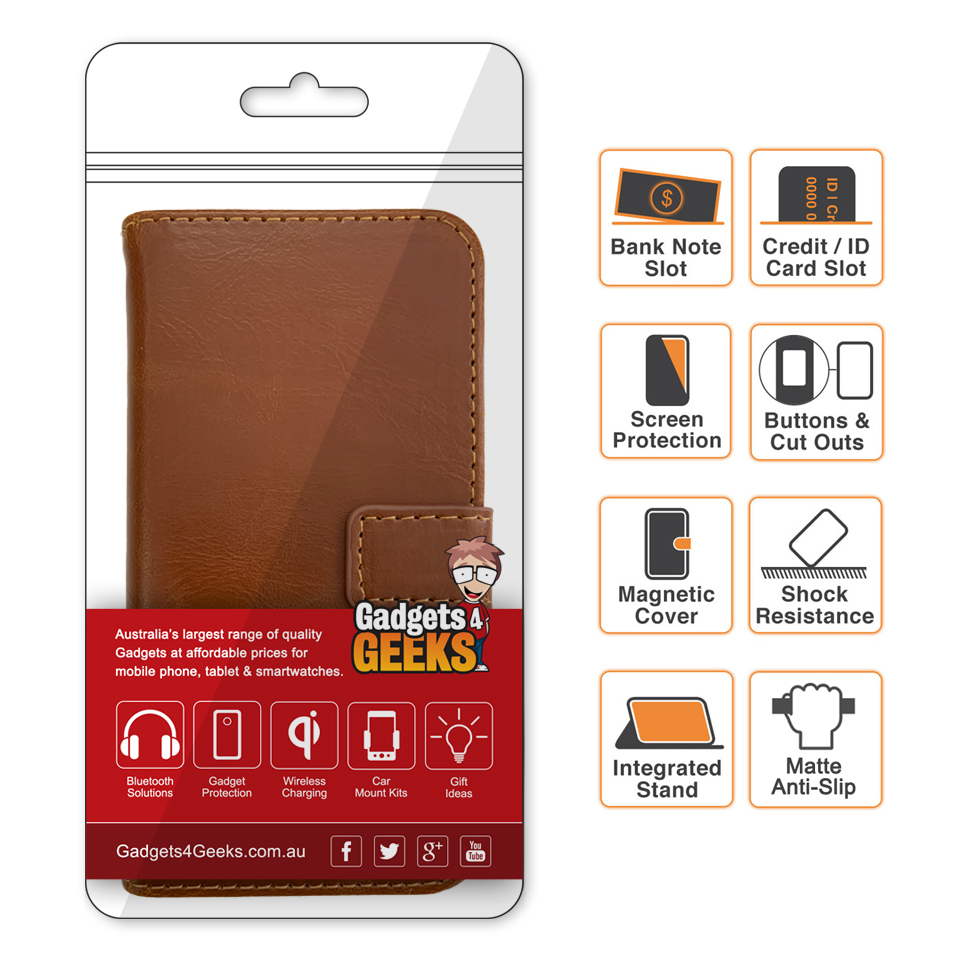 Leather Wallet Case for Apple iPhone SE / 5s (Brown)