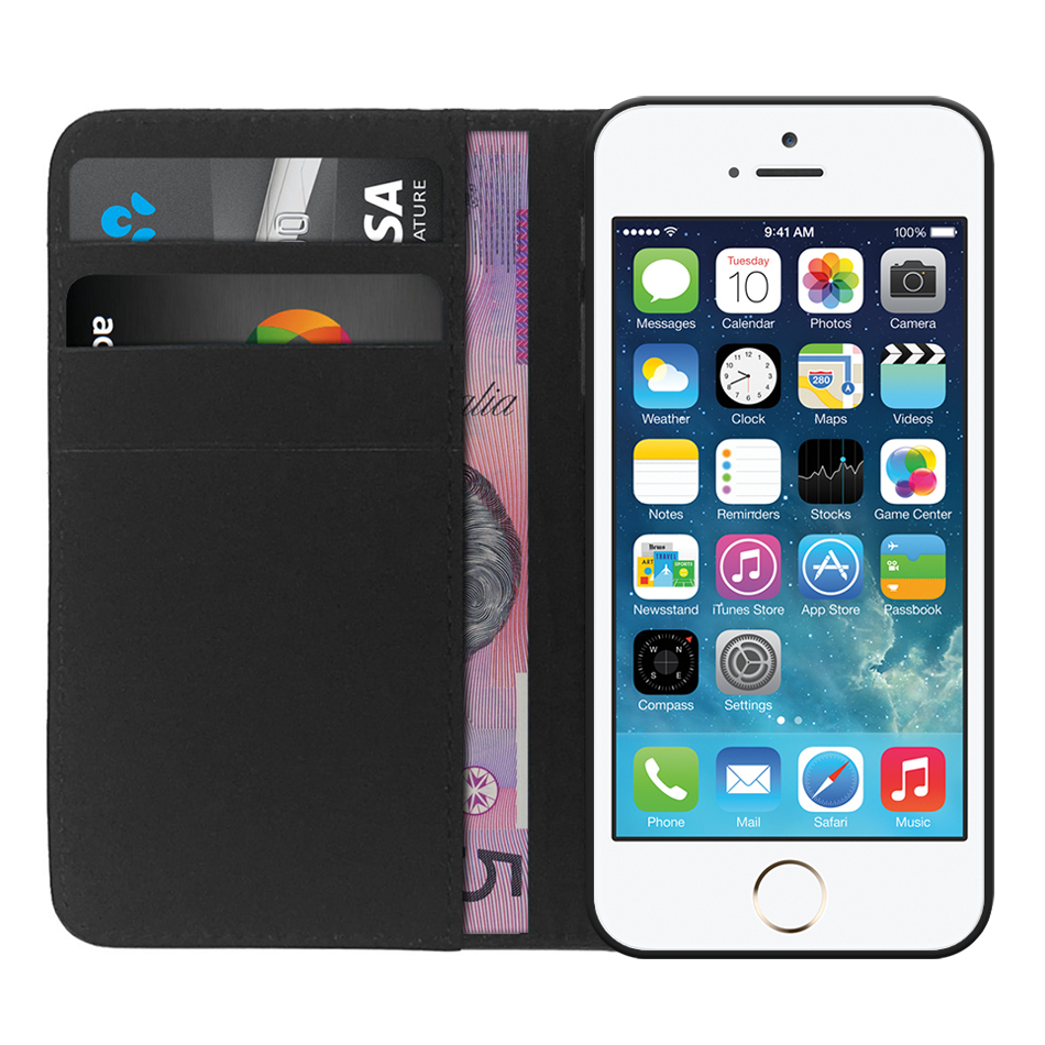 Leather Wallet Case for Apple iPhone SE / 5s (Brown)