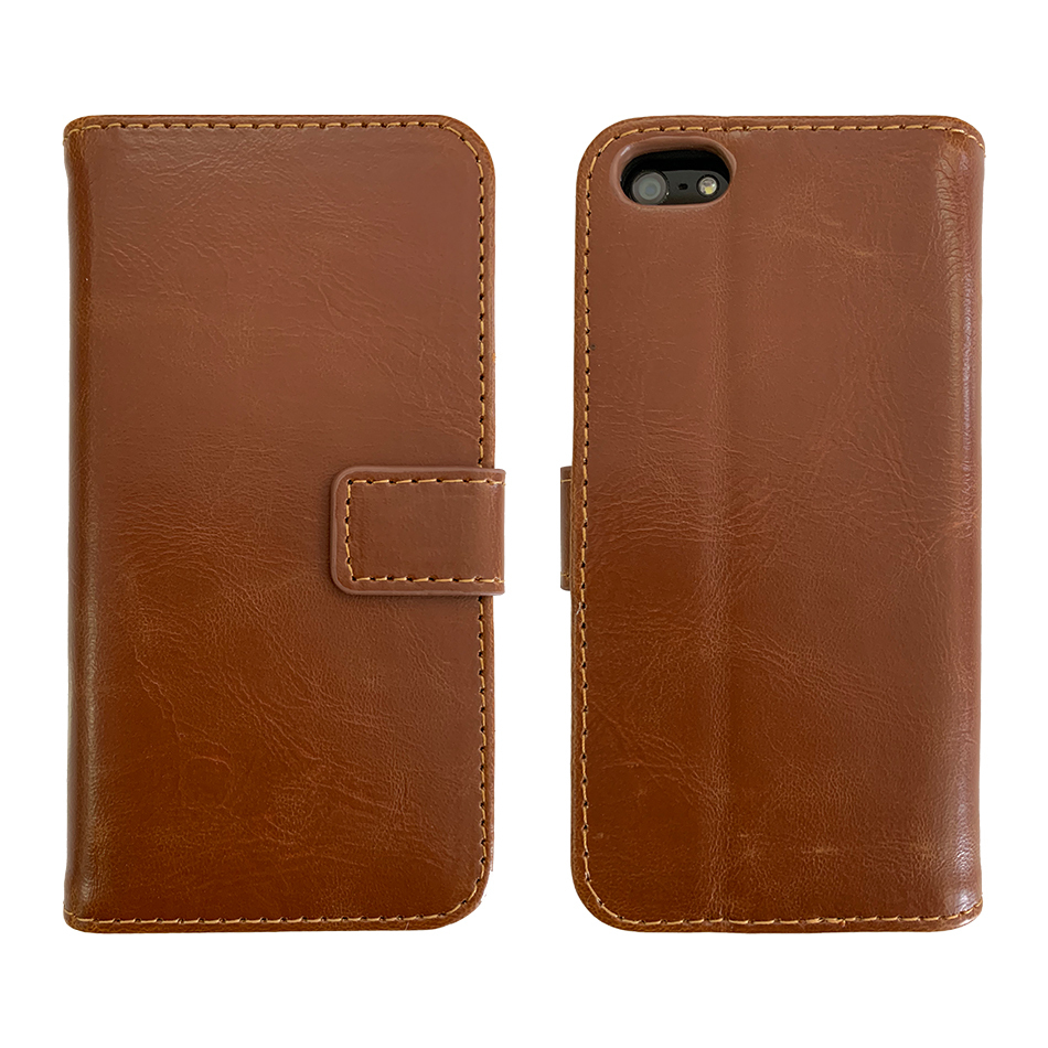 Leather Wallet Case for Apple iPhone SE / 5s (Brown)