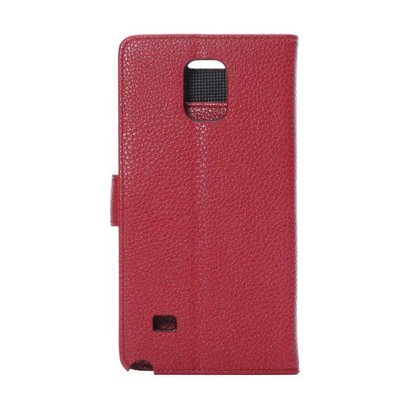 Leather Wallet Case for Samsung Galaxy Note 4 (Red)