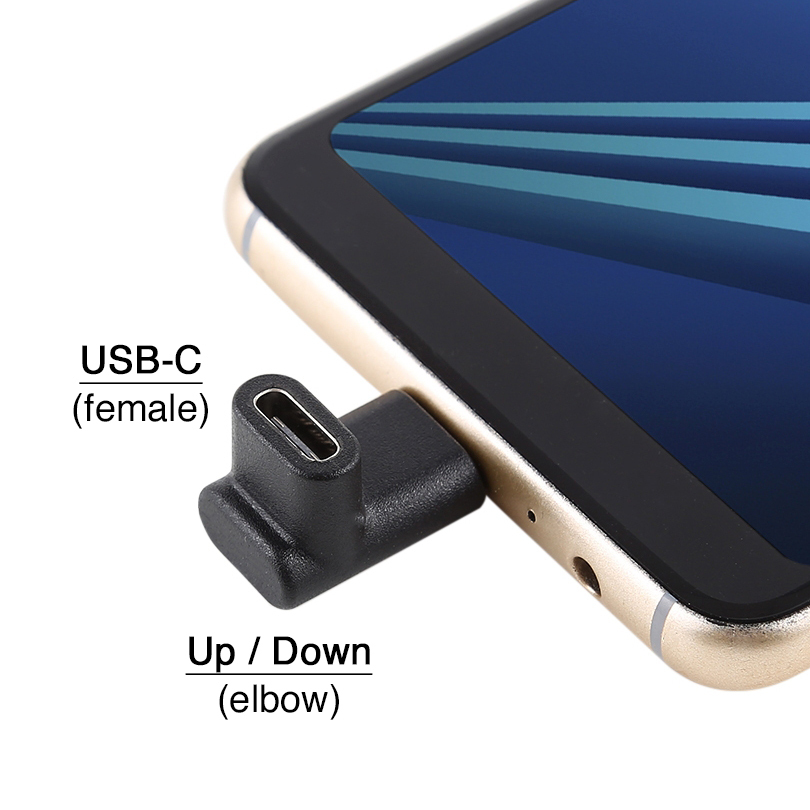 Up / Down (Elbow) USB Type-C Connector to Female Extender Adapter