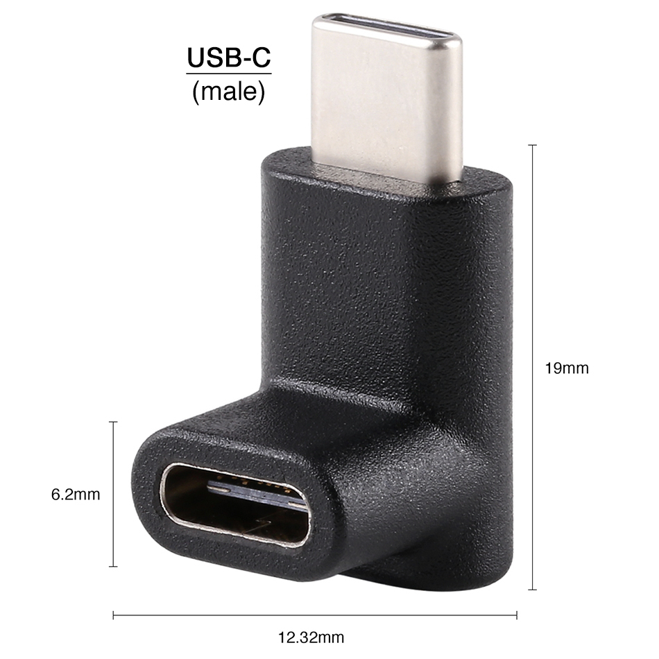 Up / Down (Elbow) USB Type-C Connector to Female Extender Adapter