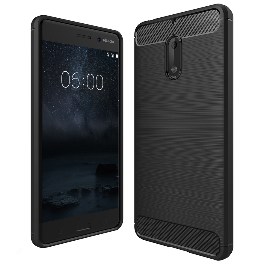 Flexi Slim Carbon Fibre Case for Nokia 6 (2017) - Black