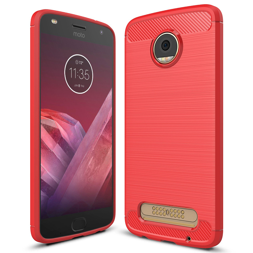 Flexi Slim Carbon Fibre Case for Motorola Moto Z2 Play (Red)