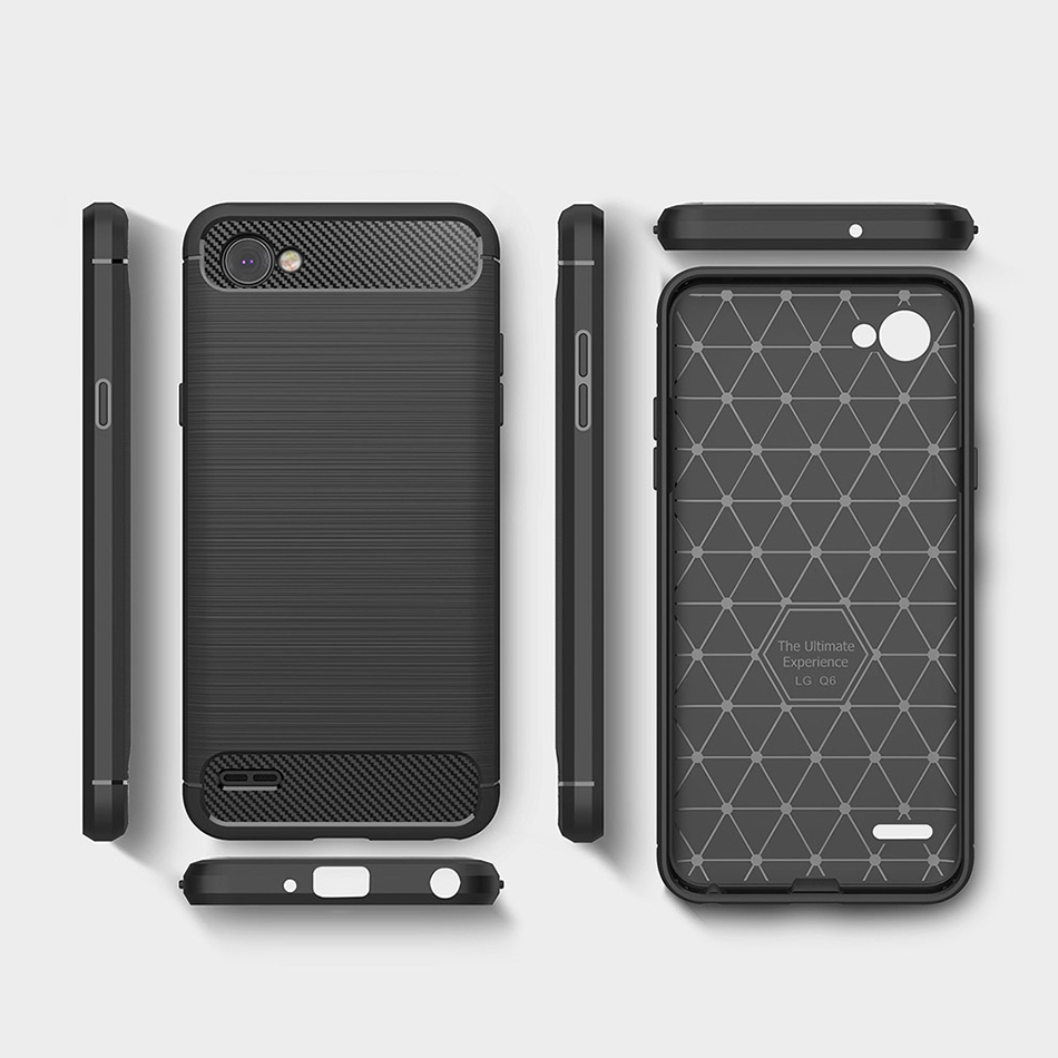 Flexi Slim Carbon Fibre Case for LG Q6 (Black)