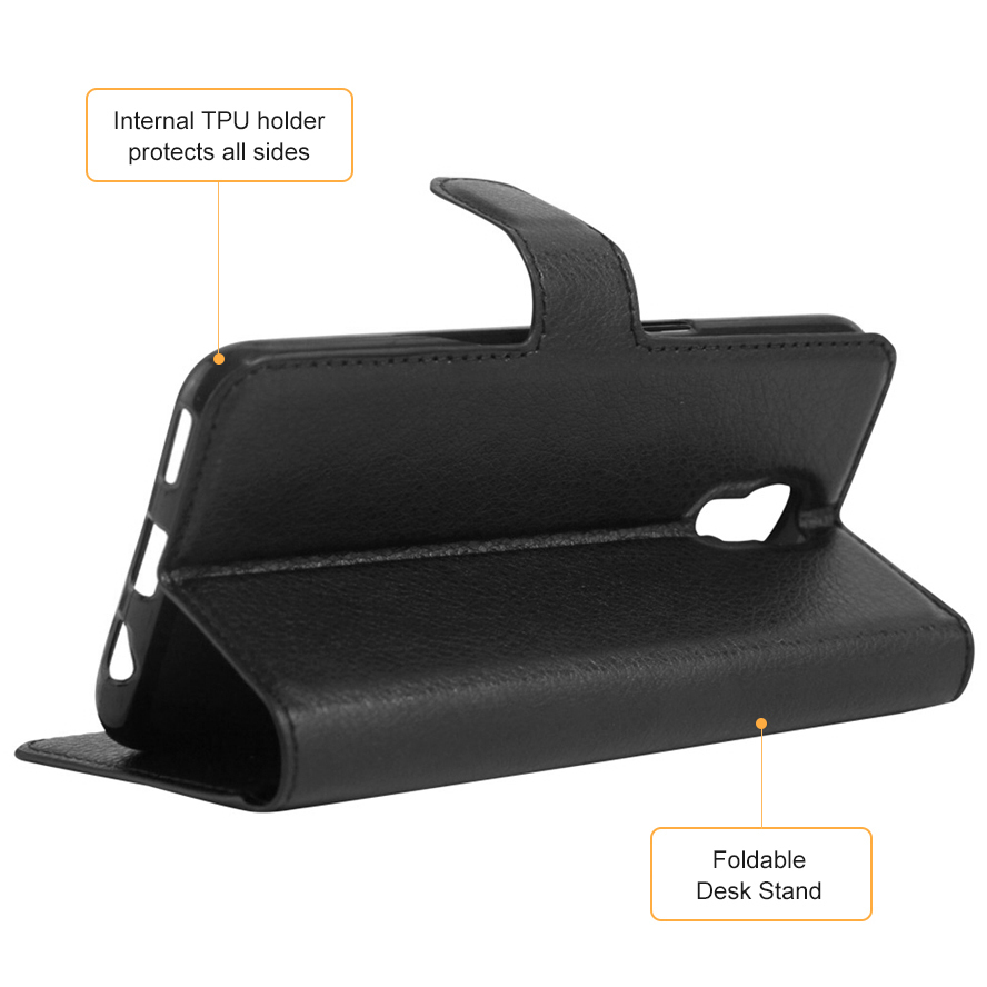 Leather Wallet Case for Telstra Signature Enhanced K500K (Black)