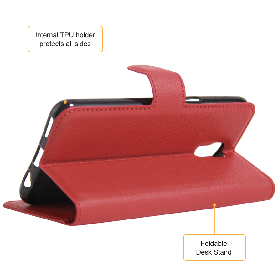 Leather Wallet Case for Telstra Signature Enhanced K500K (Red)