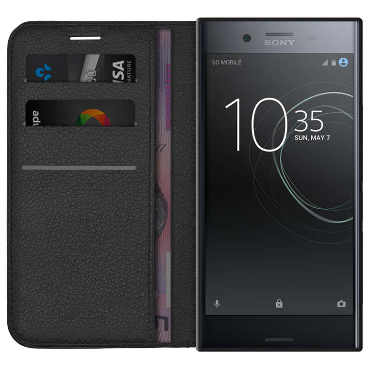 Leather Wallet Case for Sony Xperia XZ Premium (Black)