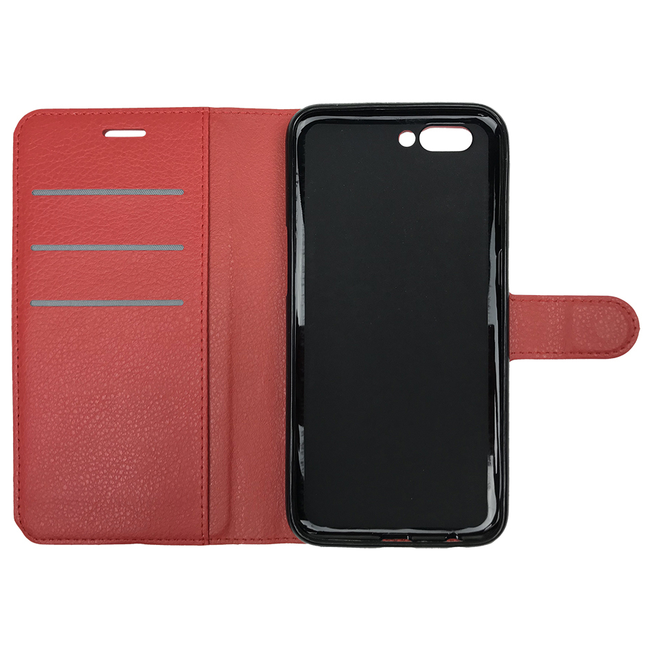 Leather Wallet Case for Oppo R11 (Red)