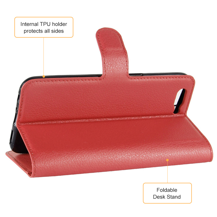 Leather Wallet Case for Oppo R11 (Red)