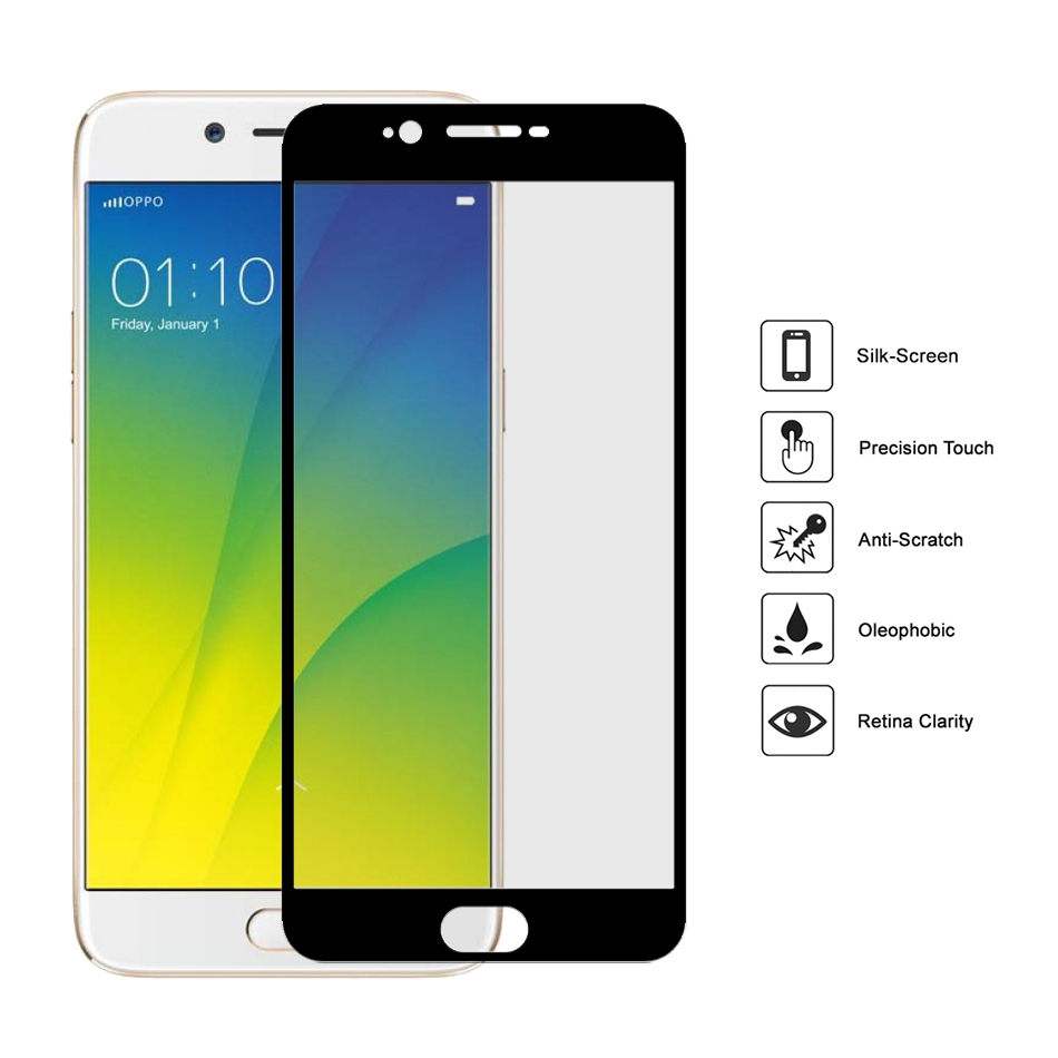 Full Coverage Tempered Glass Screen Protector for Oppo R9s