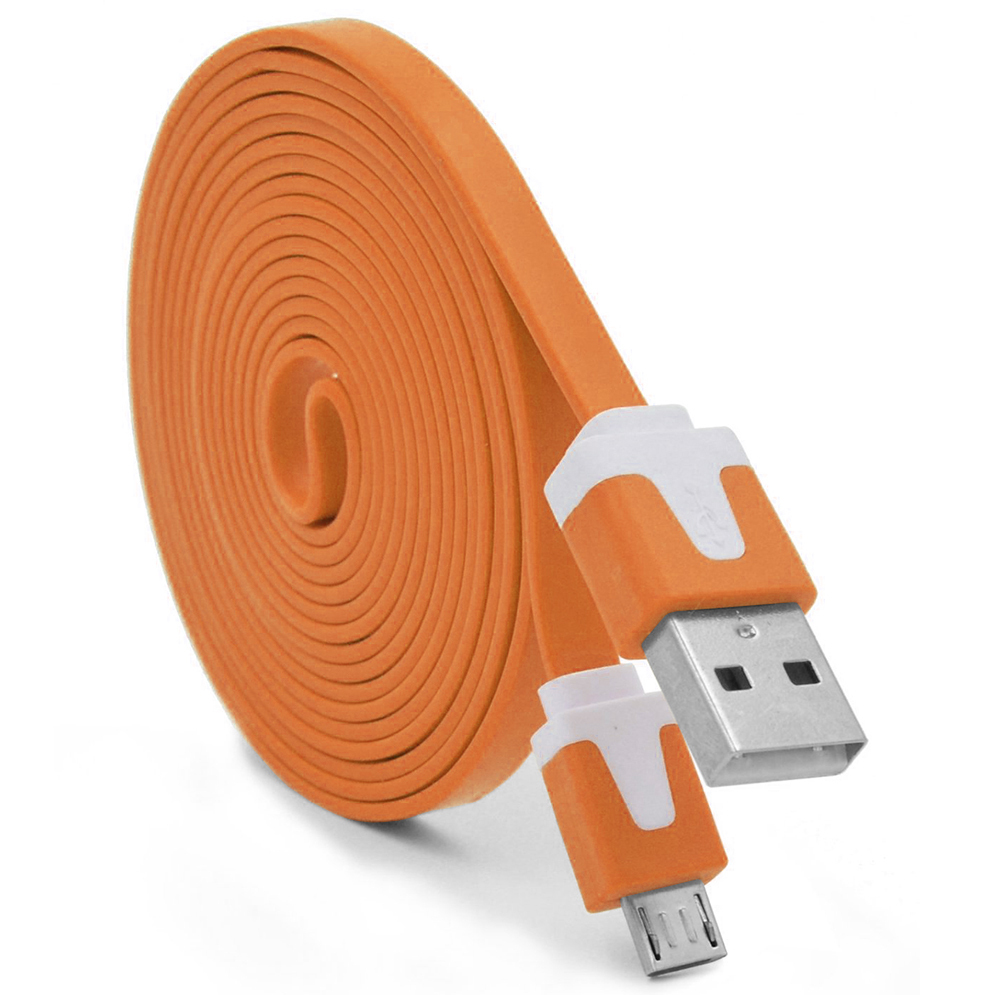 Flat Micro USB Charging Cable (2m) - Orange