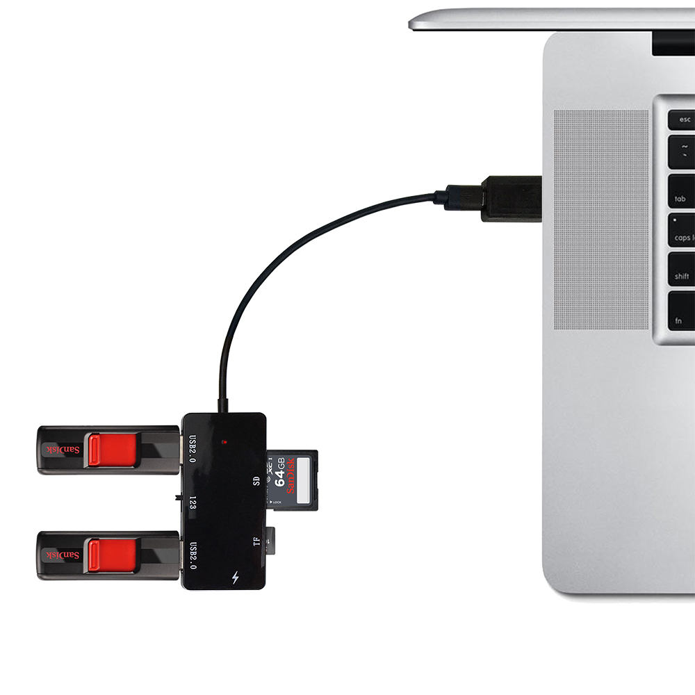 Micro USB OTG Dual Port Hub & TF/SD Card Reader