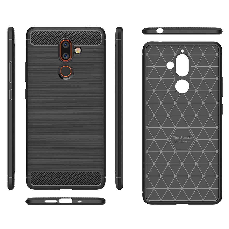 Flexi Slim Carbon Fibre Case for Nokia 7 Plus (Black)