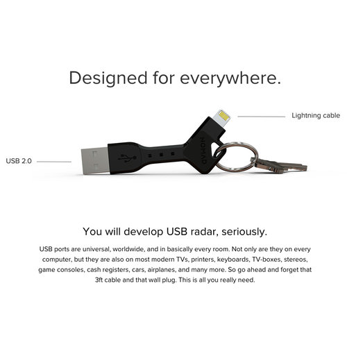 NomadKey MFi Lightning Keychain Cable - Apple iPhone / iPad