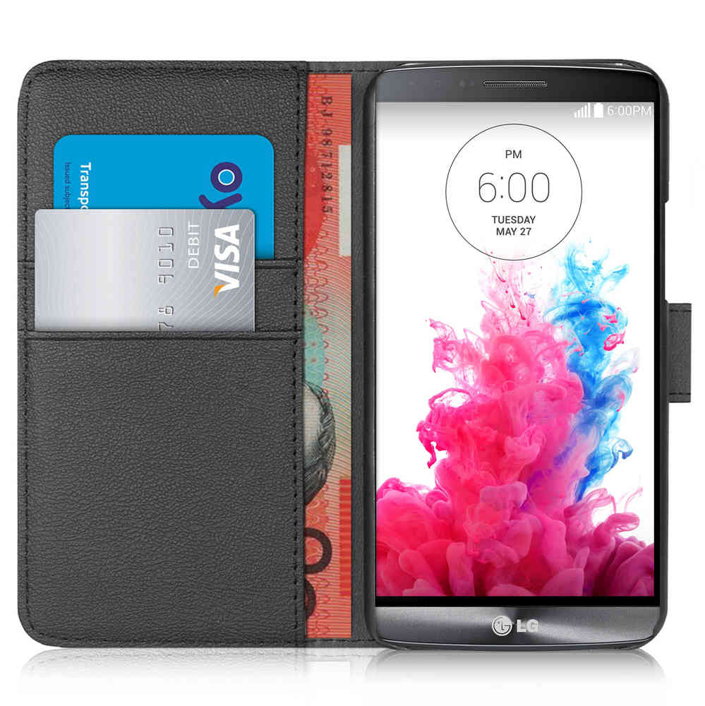 Orzly Leather Wallet Case for LG G3 (Black)