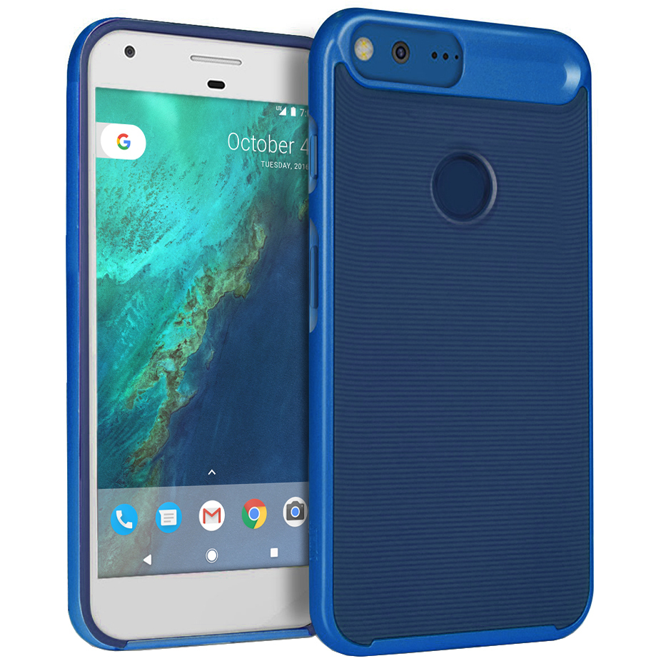 Orzly AirFrame Bumper Case - Google Pixel Phone (Blue)