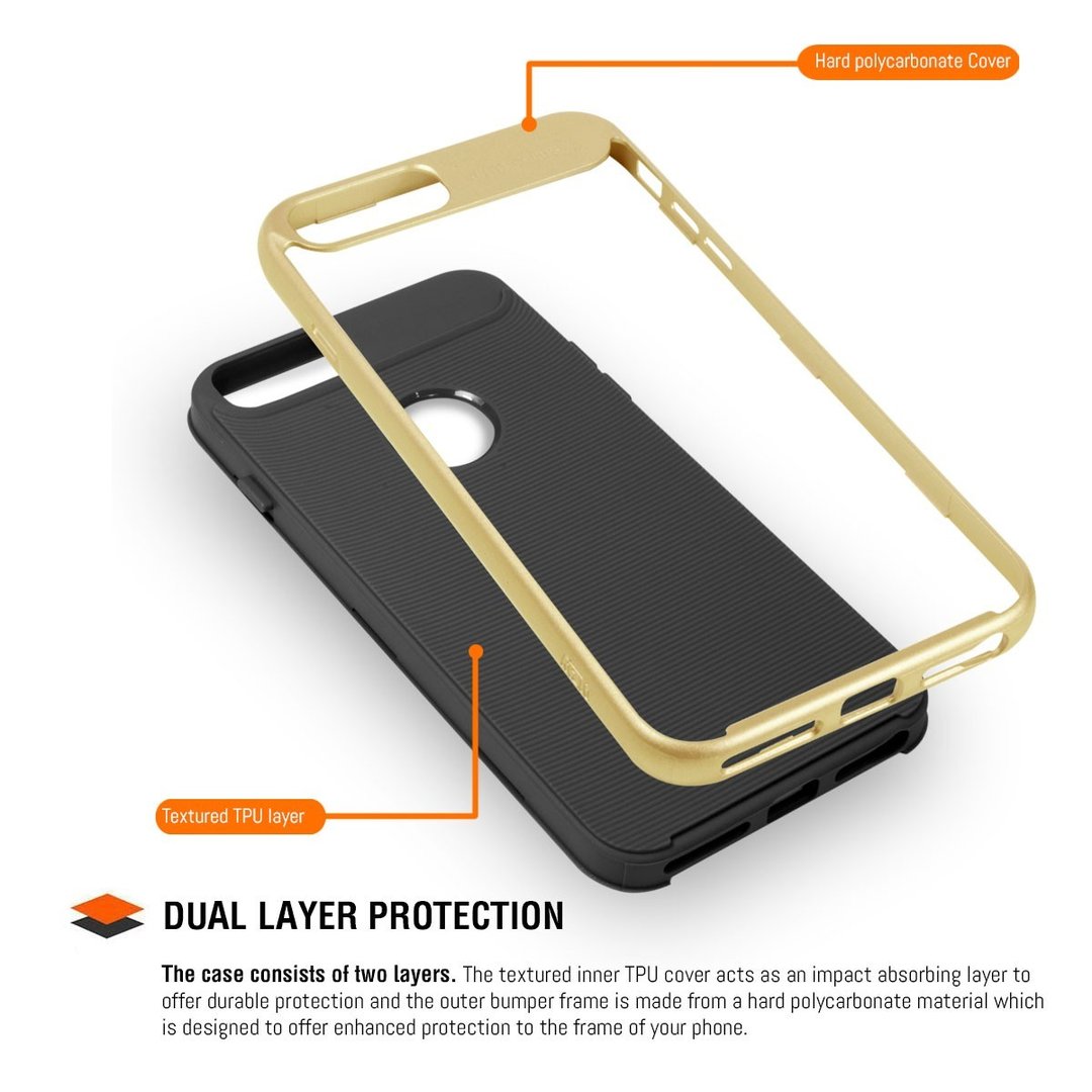 Orzly AirFrame Bumper Case for iPhone 8 Plus / 7 Plus (Gold)