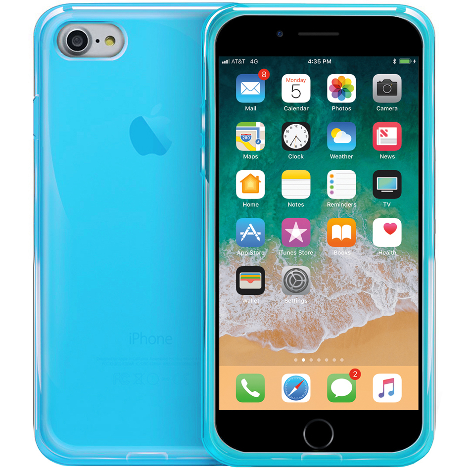 Orzly Flexi Gel Crystal Case - Apple iPhone 8 / 7 (Blue)