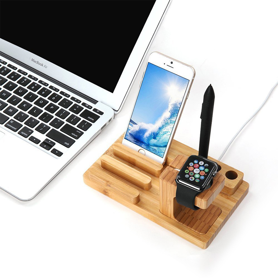 Bamboo Desktop Docking Station for Apple Watch / iPhone / iPad