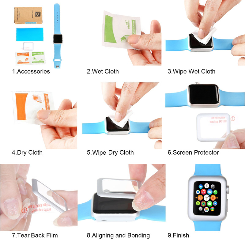 Tempered Glass Screen Protector for Apple Watch 38mm (Silver)