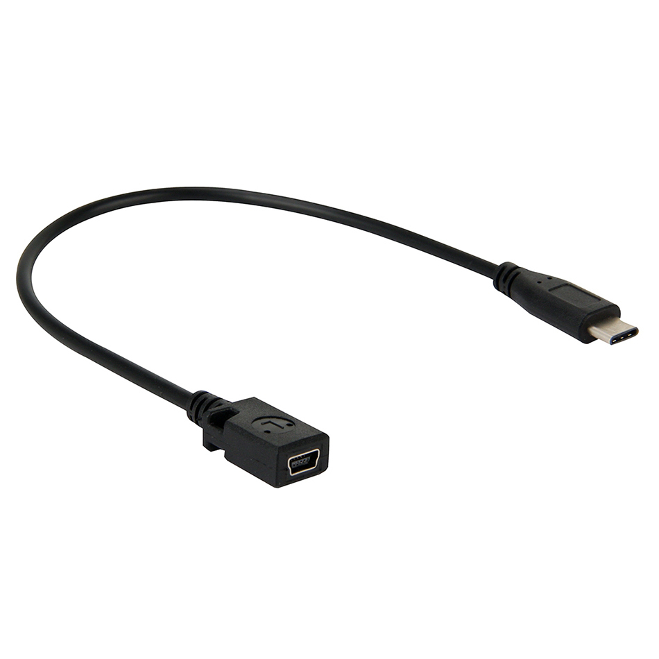 Short Mini-USB (Female) to Type-C Data Charging Cable (29cm)