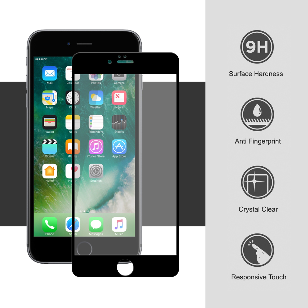 Full Tempered Glass Screen Protector for iPhone 6s Plus (Black)