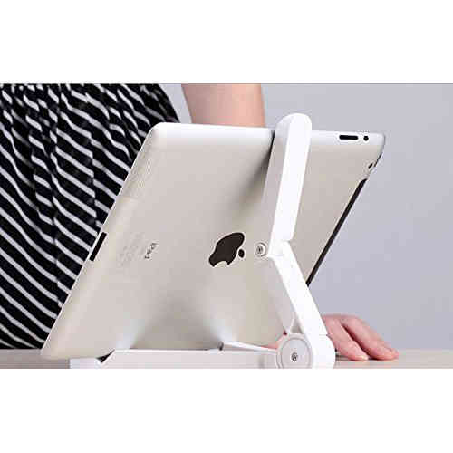Compact Foldout Desktop Stand Holder for iPad / Tablet (White)