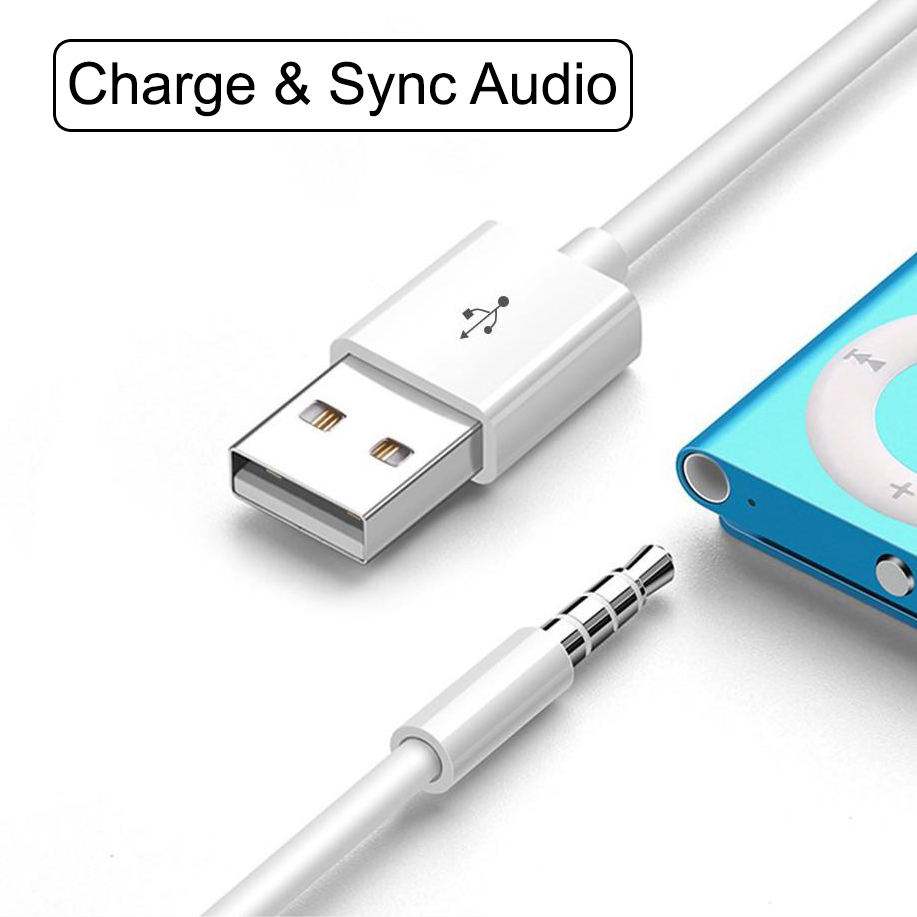 USB to 3.5mm Jack Charging Cable for Apple iPod Shuffle