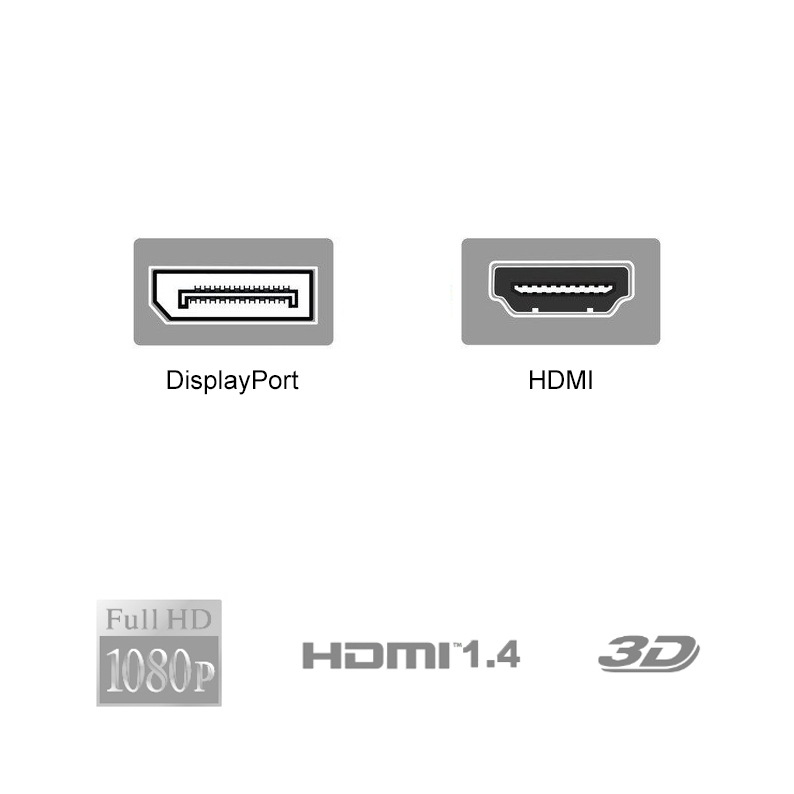 Short DisplayPort to HDMI Female Adapter Cable (25cm)