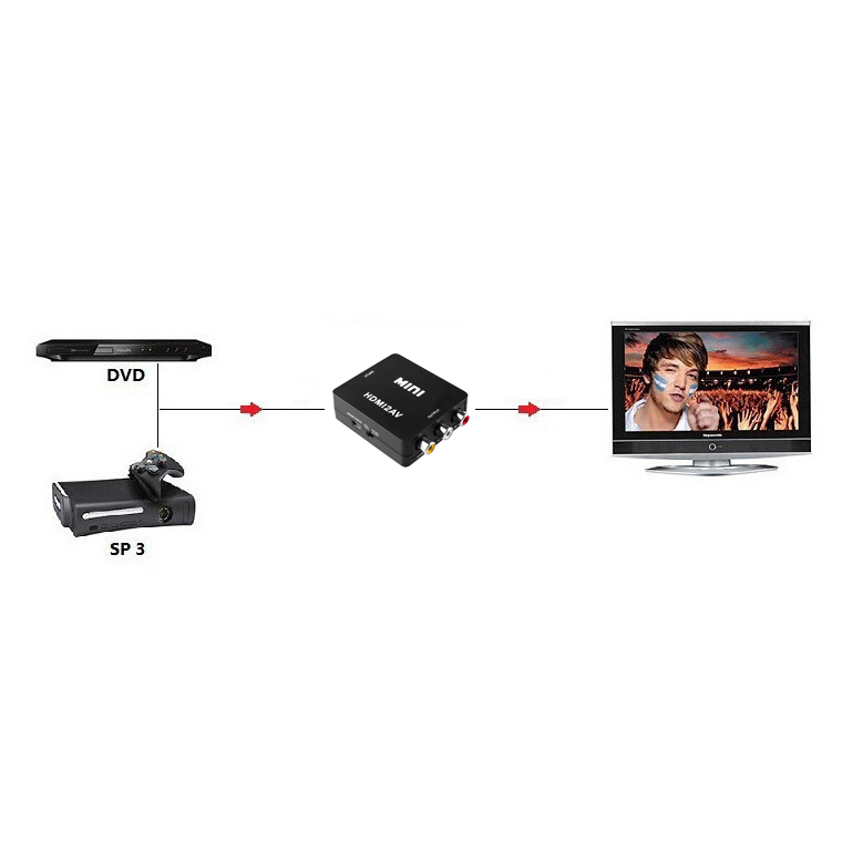 HDMI Input to RCA Composite Output Audio Video Converter