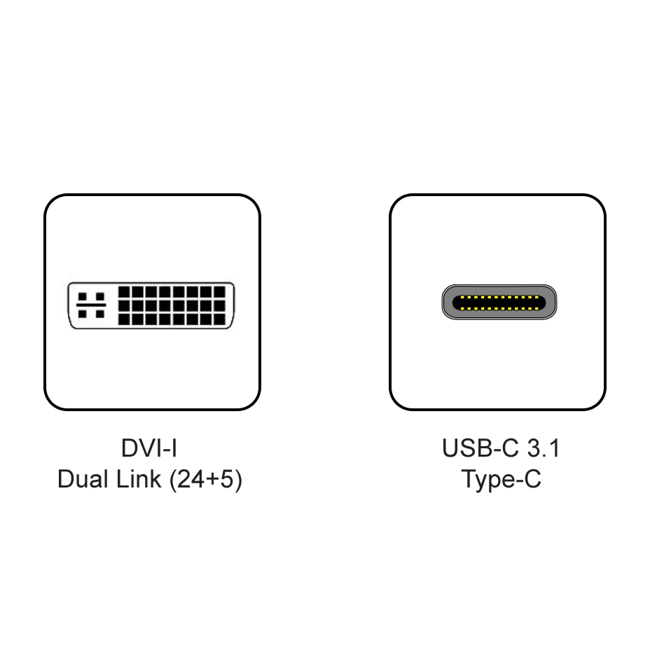 Short USB Type-C to Female DVI Adapter Cable (10cm)