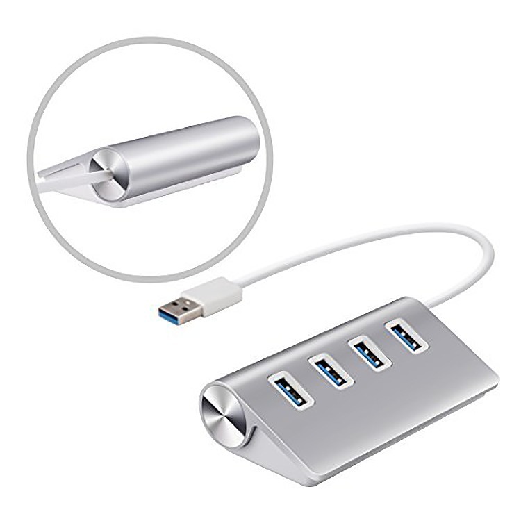 Aluminium (4-Port) USB 3.0 Data Transfer Hub (Silver)