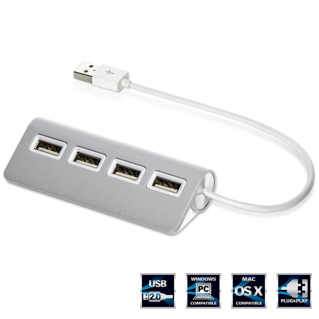 Aluminium (4-Port) High Speed Data Transfer USB 2.0 Hub