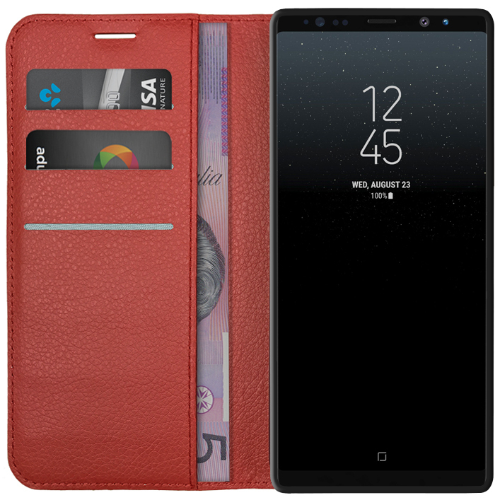 Leather Wallet Case for Samsung Galaxy Note 8 (Red)