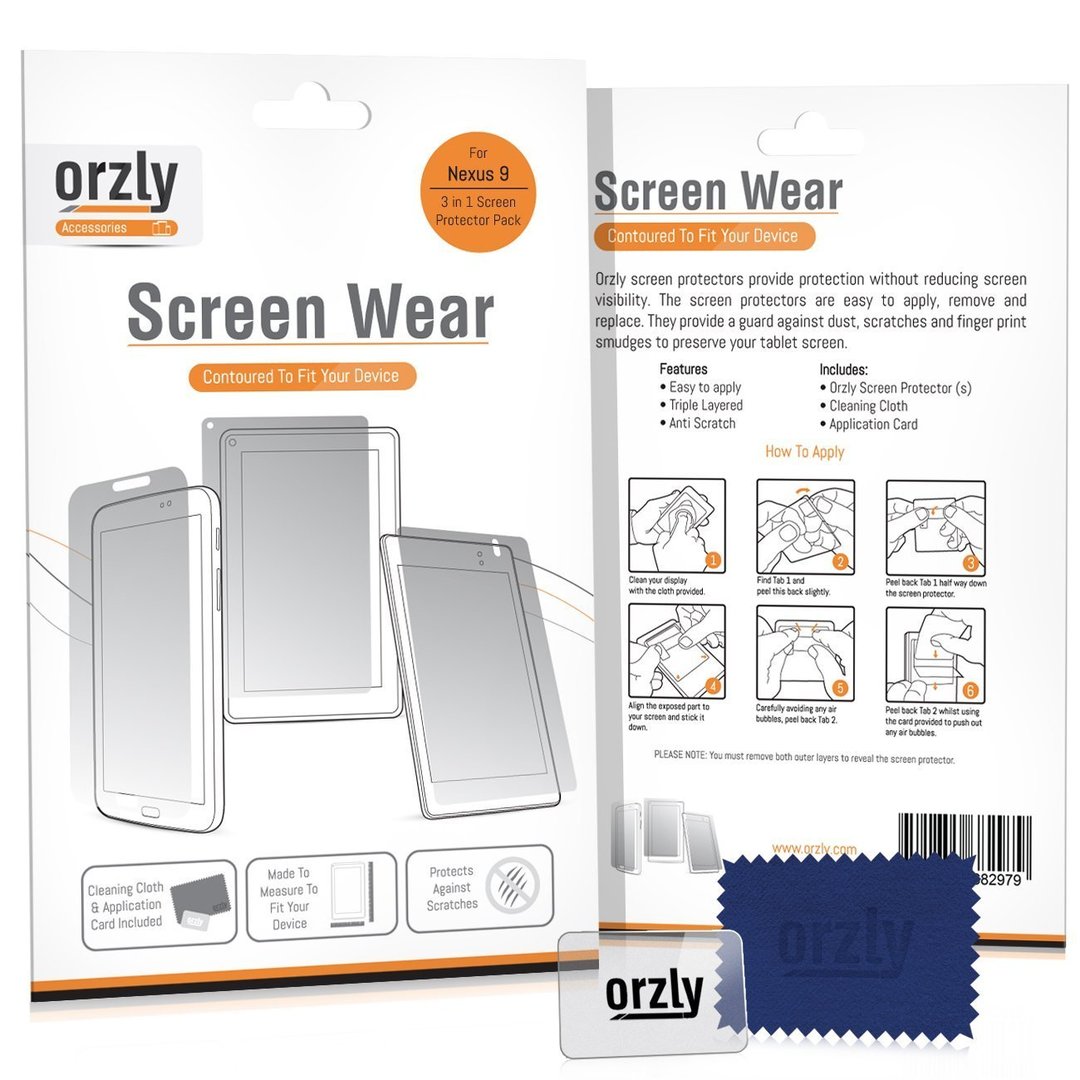 Orzly Clear Film Screen Protector for Google Nexus 9