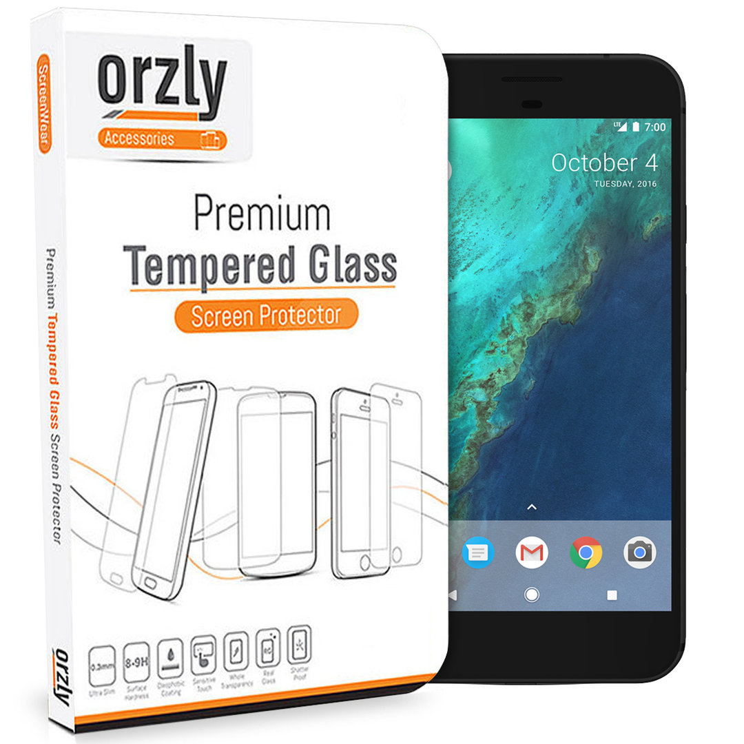 Orzly Tempered Glass Screen Protector - Google Pixel XL (Black)